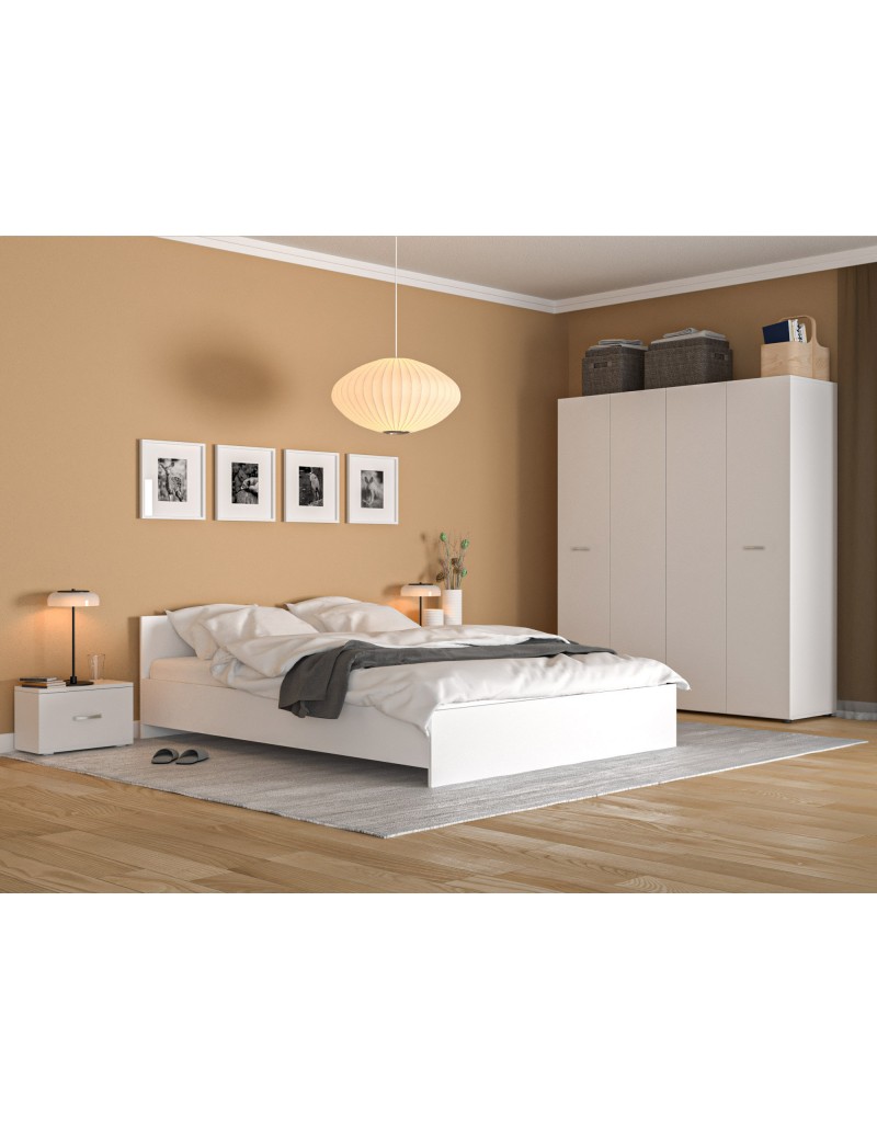 Set Dormitor Alb 4 usi+Saltea Ehome