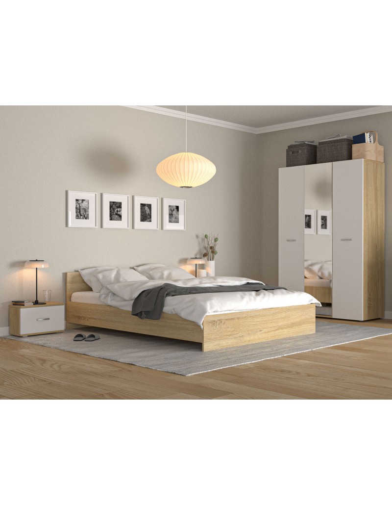 Set Dormitor Sonoma 3 usi cu Pat 160x200 Ehome pal 18 mm