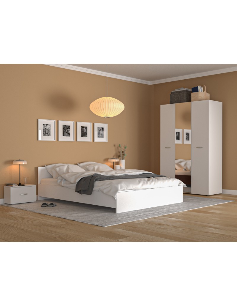 Set Dormitor Alb 3 usi Pat 160x200 Ehome Pal 18 mm